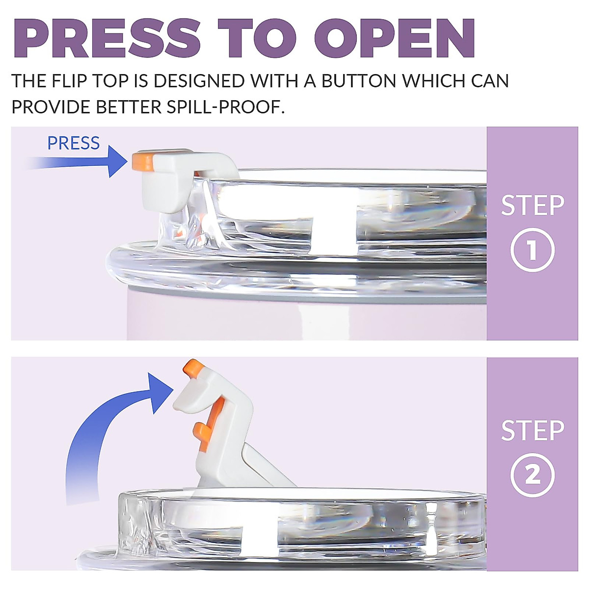 Puraville 14 oz Coffee Tumbler with Lid and Straw, Stainless Steel Insulated Travel Coffee Mug with Lid, Reusable Skinny Tumbler Cup for Women and Men,Lilac