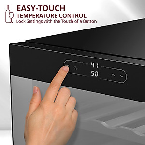 Schmecke 44 Bottle Dual Zone Wine Cooler Refrigerator | Large Freestanding Wine Cellar | 41f-64f Digital Temperature Control Wine Fridge For Red, White, Champagne or Sparkling Wine - Black