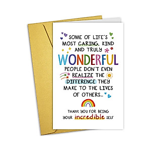 Nchigedy Cute Thank You Card for Him Her, Appreciation Card for Coworker Boss Teacher Doctor, Friendship Card for Friend Bestie, Thank You for Being Your Incredible Self