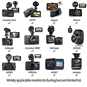 Wikkiv Suction Cup Mount Holder Dash Cam Mount Glue Double-Sided Adhesive Mount, Come with 10+ Swivel Ball Adapters Compatible with Rexing V1, Z-Edge, Old Shark, YI, UGSHD and Most Dash Cameras
