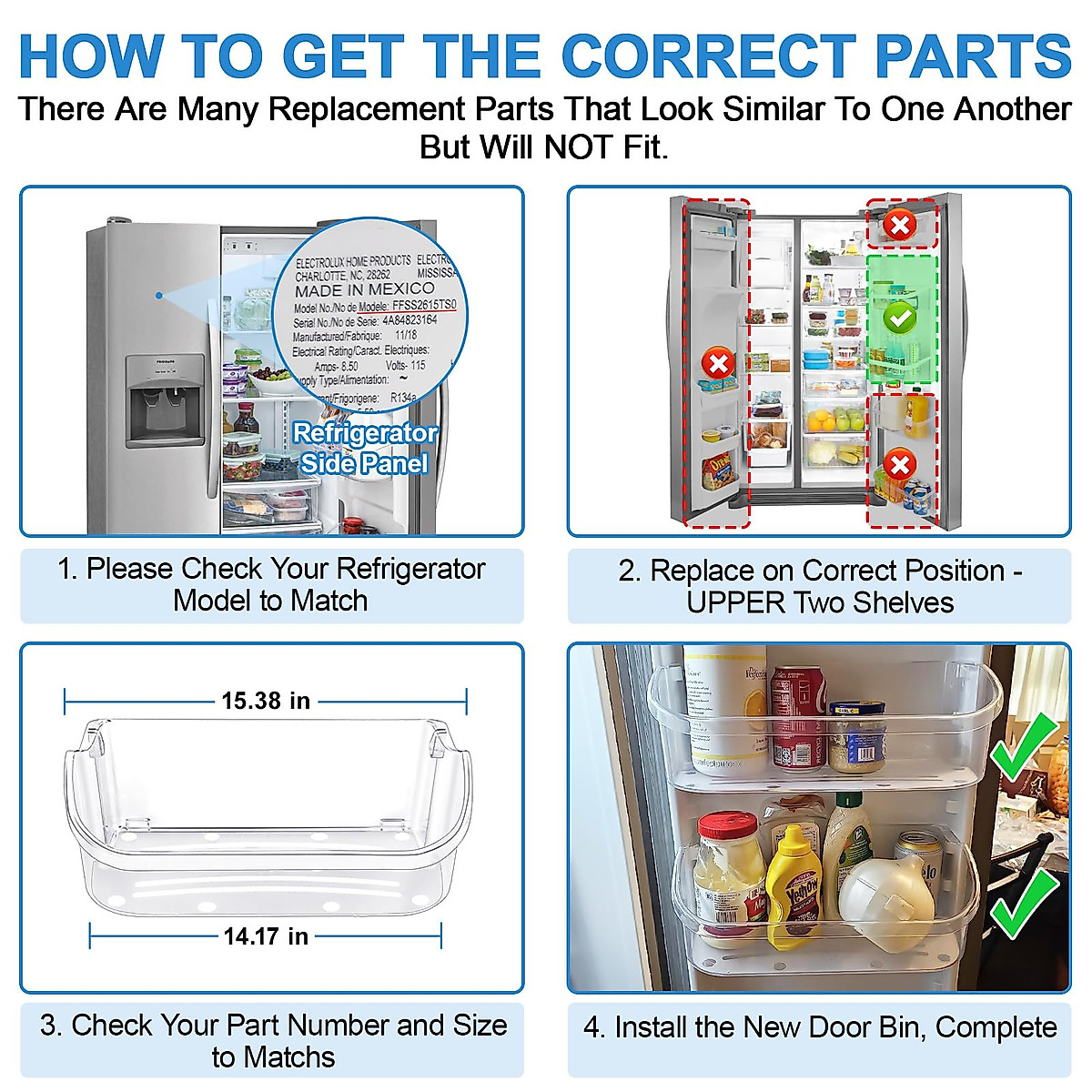 UPGRADED 240356402 Refrigerator Door Bin Compatible with Frigidaire Door Shelf Replacement Frigidaire Gallery Door Shelf Refrigerator Shelves FGHS2631PF4A FFSS2615TS0 LFSS2612TF0 LFSS2612TE0 Door Bin