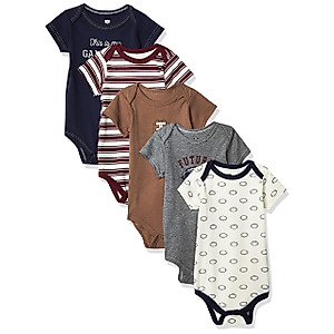 Hudson Baby Unisex Baby Cotton Bodysuits, Football, 3-6 Months