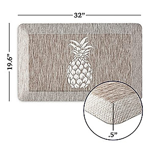 Martha Stewart Aloha Modern Pineapple Anti-Fatigue Air-Infused Kitchen Mat, Coffee Brown, 19.6"x32"
