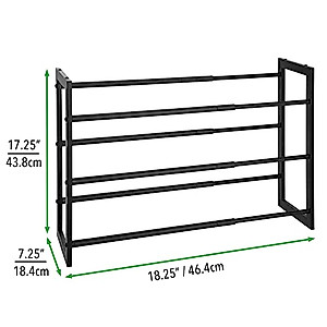 mDesign Metal 3 Tier Adjustable/Expandable Shoe and Boot Storage Organizer Rack - Space-Saving, Angled Vertical Storage - Closet, Entryway, Mudroom, Bedroom, Garage - Espresso Brown