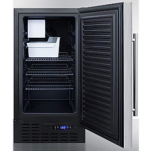 Summit Appliance BIM18SSADA 18" Wide ADA Compliant Frost-Free Icemaker for Built-in or Freestanding Use with Stainless Steel Door and Black Cabinet, Lock, Digital Thermostat, Digital Display