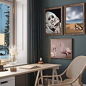 16x20 Picture Frame, Set of 2 Picture Frames Plexiglass and Composite Wooden Rustic Rounded Corners Poster Frame for Wall Mount with Hanging Hardware(Brown)