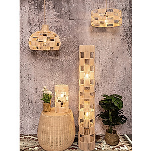 ELE LIGHT & DECOR Modern Standing Floor Lamp for Living Room & Bedroom 2-Lights Handcrafted Natural Rattan Corner Lamp with Bamboo, Perfect Boho Decor for Home Coastal Tall Lamps