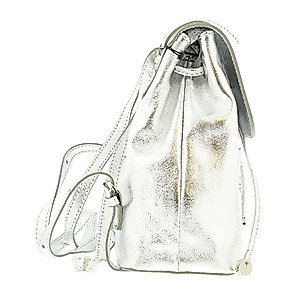 Pierre Cardin Silver Leather Metallic Star Studded Medium Fashion Backpack for womens