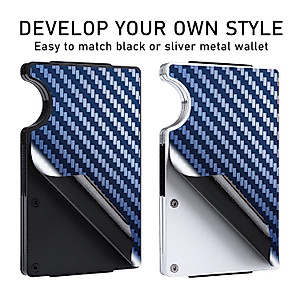 ANTWAY Metal Wallet Sticker Skin Protector Set 5 Pieces, PVC Film Skin Wrap Protective for Card Holder, 3D Wrap Skins for Slim Wallet, Protective Skin of Metal Wallet for Men and Women (Deep)