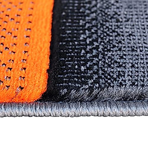 Flash Furniture Elio Collection Color Blocked Pattern Area Rug - High Pile Orange Olefin Rug - 2' x 3' Area Rug - Jute Backing - Hallway, Entryway, Bedroom