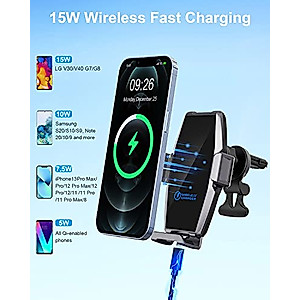 Wireless Car Charger, BelPel 15W Qi Fast Charging Auto-Clamping Car Charger Mount, Air Vent Car Charging Phone Holder for iPhone 14/13/12/11 Pro Max Series, Galaxy S22/S21, Clearance