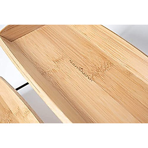 Nature's Kitchen Bamboo Wood Serving Tray Set for Dessert Coffee Appetizers, 3 Pack of 12 x 5.75 Inch Serving Platters