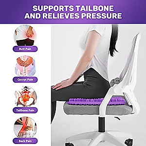 Vedozo Gel Seat Cushion for Office Chairs, Car Seat Cushion for Long Sitting, Wheelchair Pads for Tailbone Pressure Relief Butt & Back Pain, Purple/Black, (ZD020)