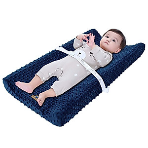 BlueSnail Ultra Soft Minky Dot Changing Pad Cover 2 Pack (Gray+Navy, 2 Pack)