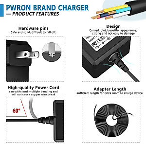 PwrON 6.6ft Cord 12V AC to DC Adapter Compatible with Sylvania 7" 9" 10" Portable DVD Player SDVD7014 SDVD7015 SDVD7027 SDVD8009 SDVD8727 SDVD8737 SDVD9000 SDVD8732 Charger Power Supply