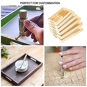 7PCS Wooden Nested Serving Trays Set - Rectangular Shape Unfinished Wood Kitchen Nesting Food Trays with Handle for Coffee, Serving Pastries, Snacks, Chocolate, Craft and Decor