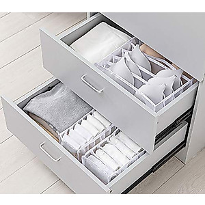 3 Set Thicker Underwear Drawer Organizers Divider, Home Foldable Bra Sock Underwear Organizer Storage Box (White)
