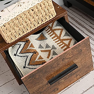 usikey 8 Tiers Vertical Shoe Rack, Wooden Narrow Shoe Tower with Bottom Drawer, Tall Shoe Rack Organizer, Space Saving Shoe Storage Shelf Stand for Small Space, Entryway, Rustic Brown