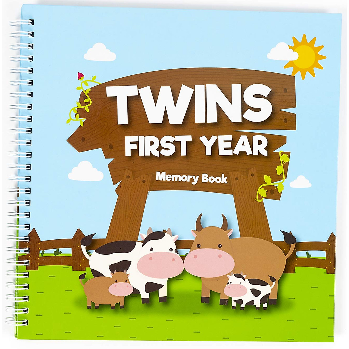 Great Newborn Twins by Unconditional Rosie | A Beautiful Baby Memory Book for Documenting their First Year | Gorgeous and Perfect Baby Twin Gifts - Cows Edition | Twins Baby Items that You'll Love