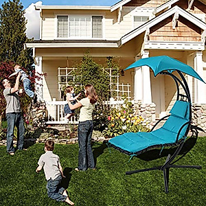 Patio Chair Hanging Chaise Lounger Chair Floating Chaise Canopy Swing Lounge Chair Hammock Arc Stand Air Porch Stand for Outdoor Indoor