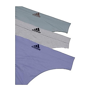 adidas Women's Seamless Thong Underwear 3-pack, Silver Violet/Heather Grey/Silver Green, Medium