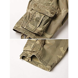 AKARMY Men's Casual Multi Pocket Outdoor Camouflage Shorts Twill Camo Cargo Shorts 8066 C34 Retro Camo(No Belt) 34
