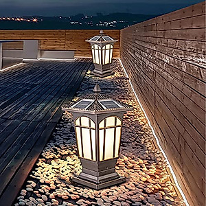 Post Lights Outdoor Simple Metal Solar Post Light IP55 Outdoor Waterproof Wall Post Light Control Villa Garden Pillar LED Night (B) ()