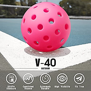 Vvinca Pickleballs 6 Pack Pickleball-Balls Meet USAPA Requirement 40 Holes Outdoor-Pickleballs, Double Tone Luminous Green Blue Pink Tangerine Yellow