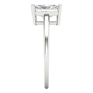 Clara Pucci 2.0 ct Emerald Cut Solitaire Moissanite Engagement Wedding Bridal Promise Anniversary Ring 18K White Gold Size 3.5