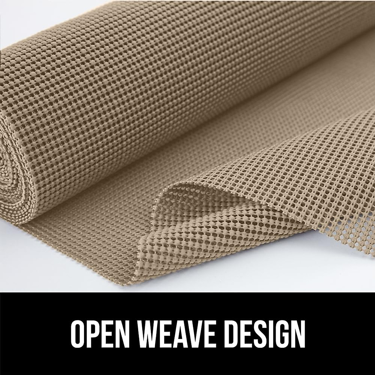 Gorilla Grip Drawer and Shelf Liner, Strong Grip, Non Adhesive Easiest Install Mat, 12 in x 20 FT, Durable Organization Liners, Kitchen Cabinets Drawers Cupboards, Bathroom Storage Shelves, Beige