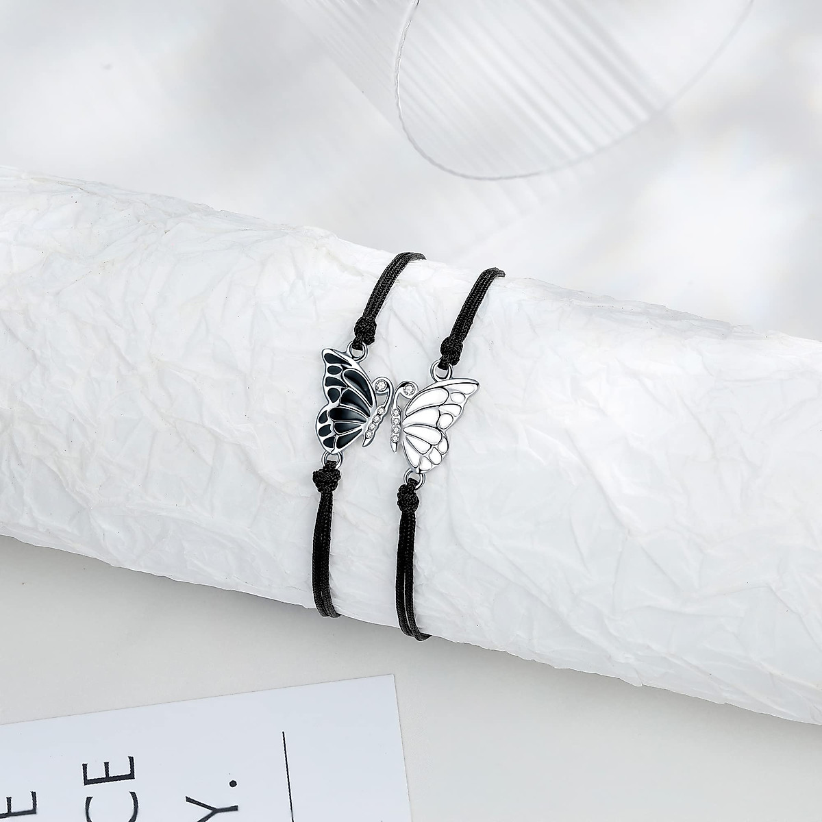 JENDEAR Friendship Bracelets Best Friend Matching Bracelets, Butterfly Handmade Rope Bracelet Meaningful Gifts for Women