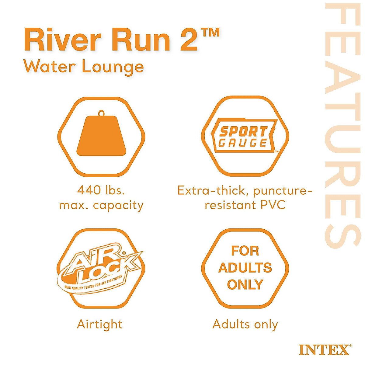 Intex River Run Connect 1 Person Inflatable Water Raft (4 Pack) Bundled with River Run II 2 Person Inflatable Floating Lounge with Cooler