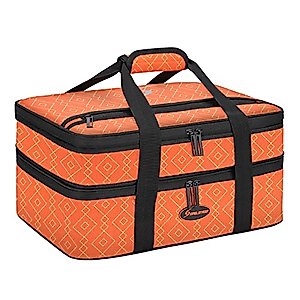 Maelstrom Insulated Casserole Carrier For Hot or Cold Food,Expandable Lasagna Lugger Tote,Collapsible Leakproof Large Food Buds,Portable Tote For Party,Picnic,Camping,Vibrant Orange