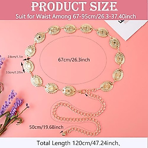 TIESOME Western Metal Concho Belt, Hollow Out Daisy Chain Belt Adjustable Boho Waist Chain Country Concert Outfit for Dress(Gold)