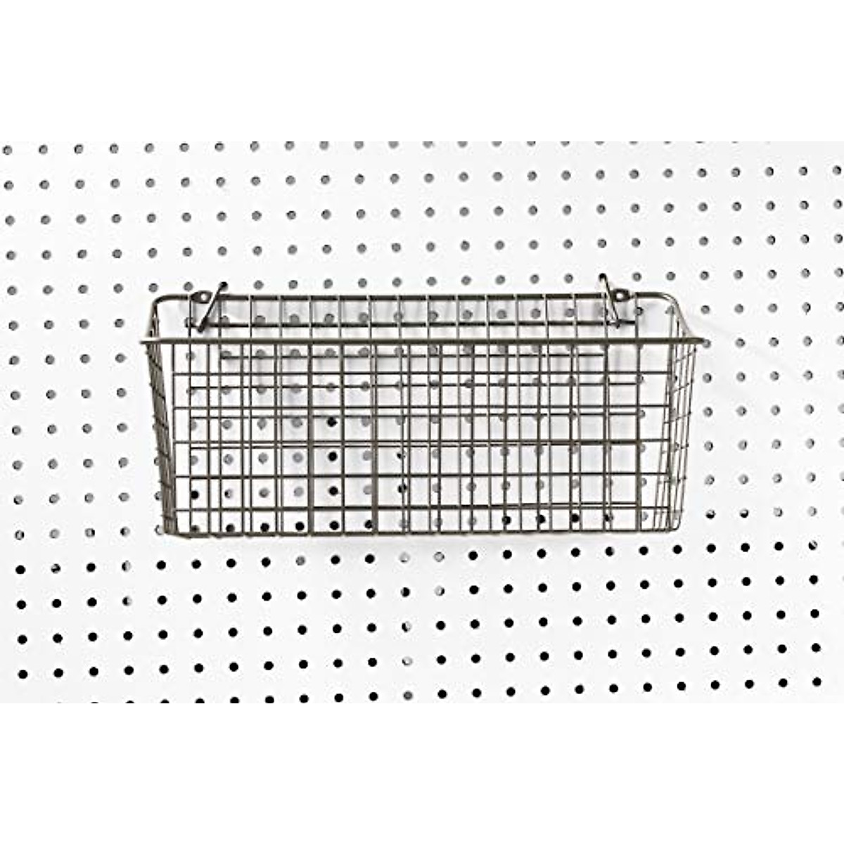 Spectrum Pegboard & Wall Mount Wire Basket Extra Large (Industrial Gray) - Storage & Organizer for Garage, Tools, Shed, Home, Work Bench, Crafts, & More