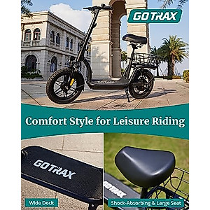 Gotrax FLEX ULTRA Electric Scooter with Seat for Adult Commuter,25 Miles Range&20Mph Power by 500W Motor, Folding Scooter with 14" Pneumatic Tire&Comfortable Wider Deck, E-Bike with Carry Basket Black
