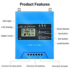 iSunergy 30A MPPT Solar Charge Controller 12V/24V Auto Working Buck Solar Panel Battery Regulator Maintainer with LCD Display for Solar Panel Battery Overload Protection