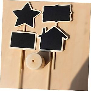 NUOBESTY 15pcs Mini Message Board Signs Mini Chalkboards Support Hanging Chalkboard Labels Wedding Sign Chalkboard Hanging Tag Mini Blackboard Easel Woodsy Decor with Base Bamboo Mini Table