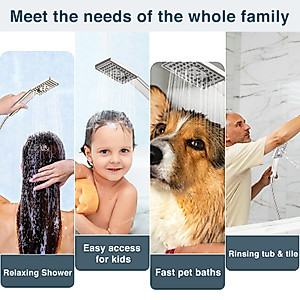 BRIGHT SHOWERS High Pressure Handheld Shower Head Set, High Flow Hand Held Showerhead with 60" Long Stainless Steel Hose and Adjustable Wall Bracket, 3 Spray Setting Shower Wand, Brushed Nickel