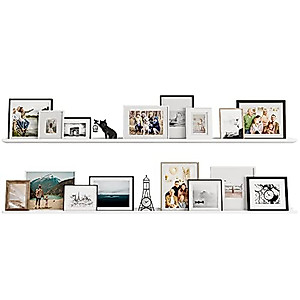 Wallniture Denver White 84" Picture Ledge Shelf for Living Room Decor, Floating Shelves for Wall Decor, Long Shelf Set of 2 for Bedroom, Hallway