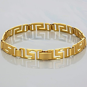 LIFETIME JEWELRY 8.5mm Greek Key Bracelet for Women and Men 24k Real Gold Plated Charm (9)