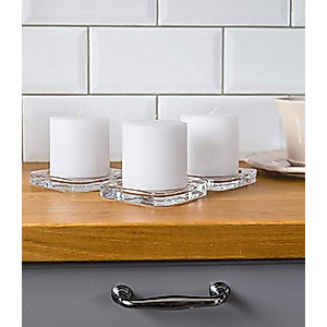 Set of 3 Pillar Candles 3" x 3" Unscented Handpoured Weddings, Home Decoration, Restaurants, Spa, Church Smokeless Cotton Wick - White