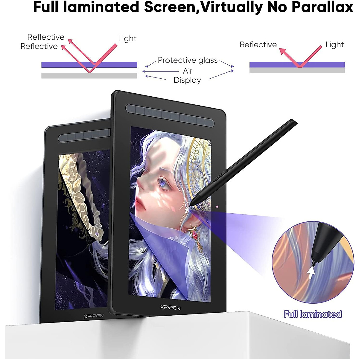 Drawing Tablet with Screen - XP-PEN Artist 2nd Pen Display Computer Graphics Tablet with Battery-Free X3 Stylus (15.4 inch, Black)