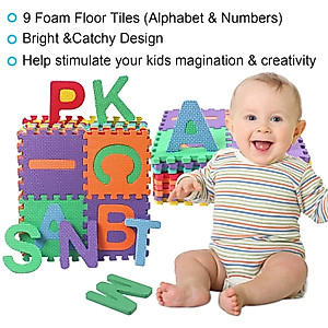 Kangler Kids Foam Puzzle Play Mat (36-Piece Set) 5.9inch x 5.9inch Interlocking EVA Floor Tiles with Alphabet and Numbers