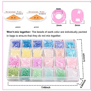 Yholin Glass Seed Beads Started Kit, 12000pcs 2mm 12/0 Small Craft Beads with Beading Needle,Tweezers and Elastic String for DIY Bracelet Necklace Jewelry Making Supplies