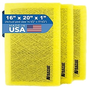 RAYAIR SUPPLY 16x20 Replacement Filter Pads Designed to Fit MicroPower Guard Air Cleaner 16x20 Refills (3 Pack) YELLOW