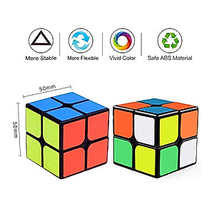 Classic Magic Cube 2" Puzzle 2x2 Smart Speed Cube Educational Game Brain Teaser (1 Pack, Black)