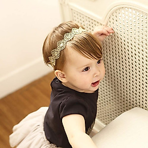 Gold Lace Flower Rhinestone Design Headpiece For Lovely Baby Princess Girls Hand Sewing Beads Hair Accessories Toddlers Headwrap for baby Girl