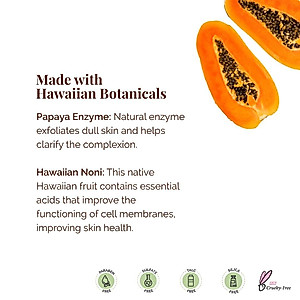 Hanalei Cruelty-Free and Paraben - Free Papaya Powder Face Cleanser, Gentle Everyday Cleansing, Non-Striping and Hydrating, All Skin Types, Full Size (60 g)