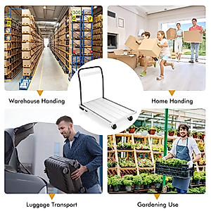 Goplus Folding Aluminum Platform Cart, 770 Lbs Moving Platform Truck Hand Cart with 360 Degree Swivel Wheels and Non-Slip Platform Surface, Flatbed Push Cart Dolly